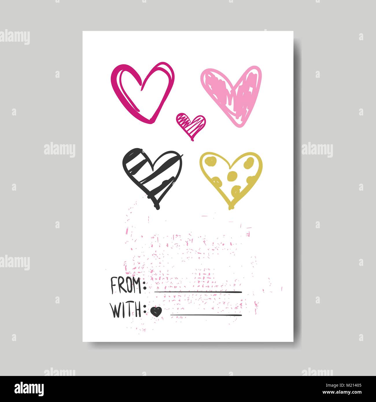 Love Greeting Card Hand Drawn Design Sketch Valentine Day Postcard ...