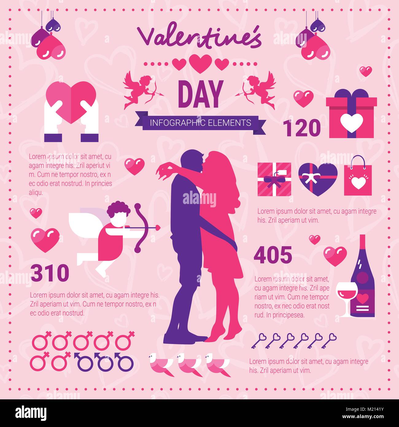 Modern Infographic Banner For Valentines Day, Set Of Template Elements ...
