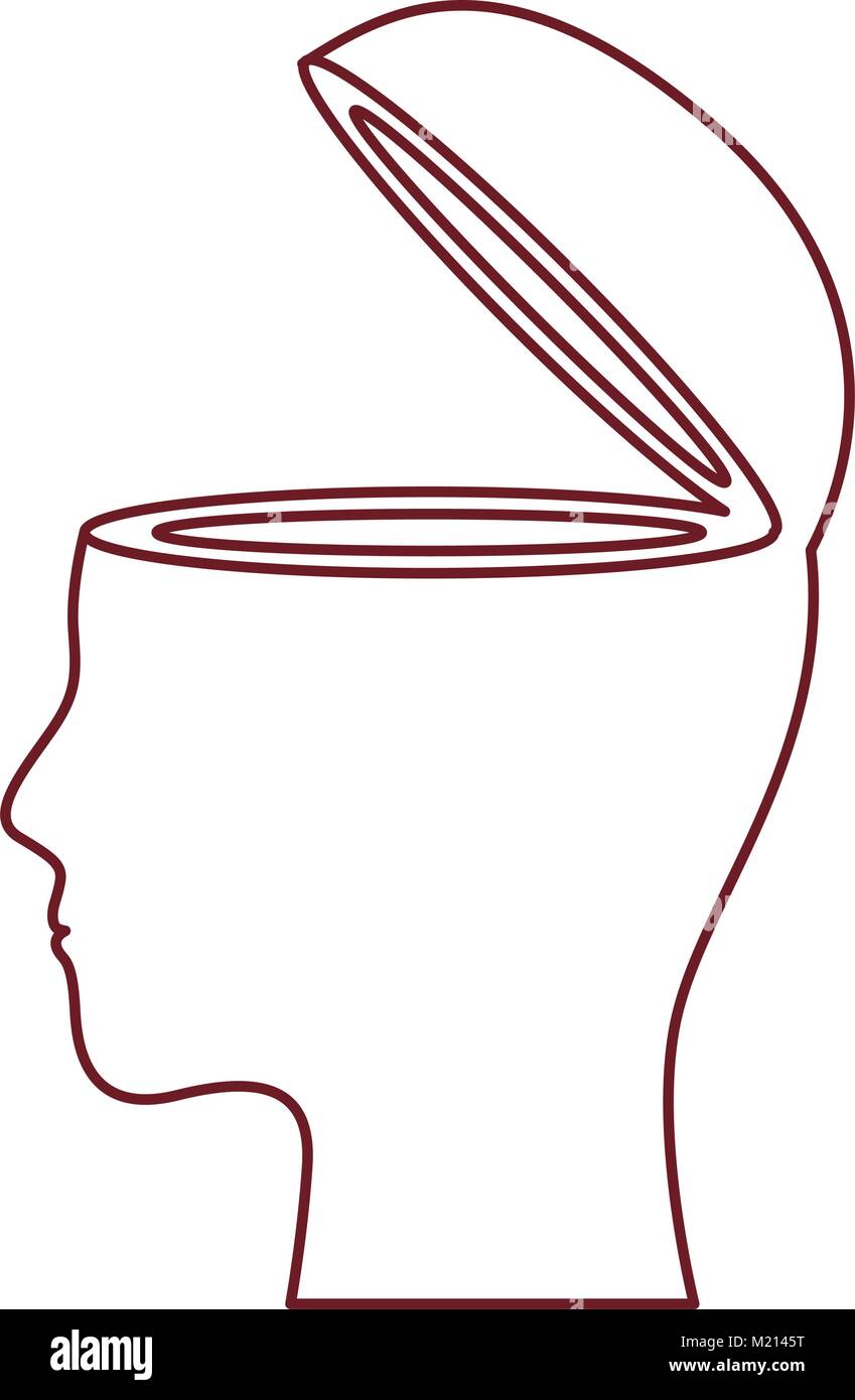 human head open in thin dark red contour Stock Vector Image & Art - Alamy