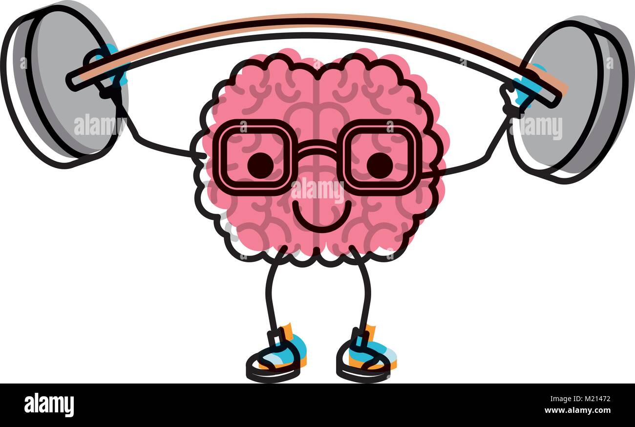 cartoon with glasses train the brain with calm expression in watercolor ...