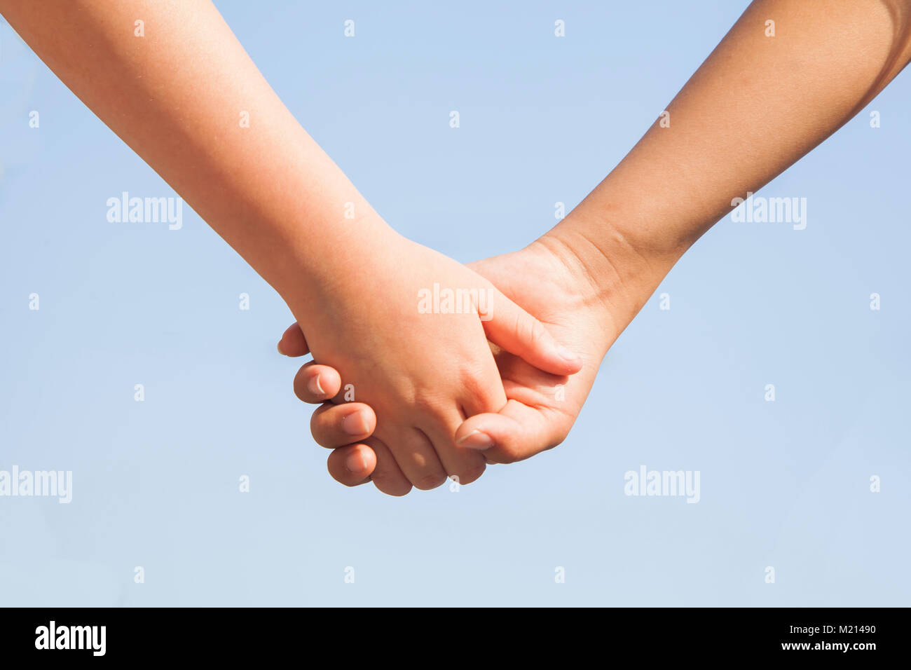 The hand of the child connected Stock Photo - Alamy