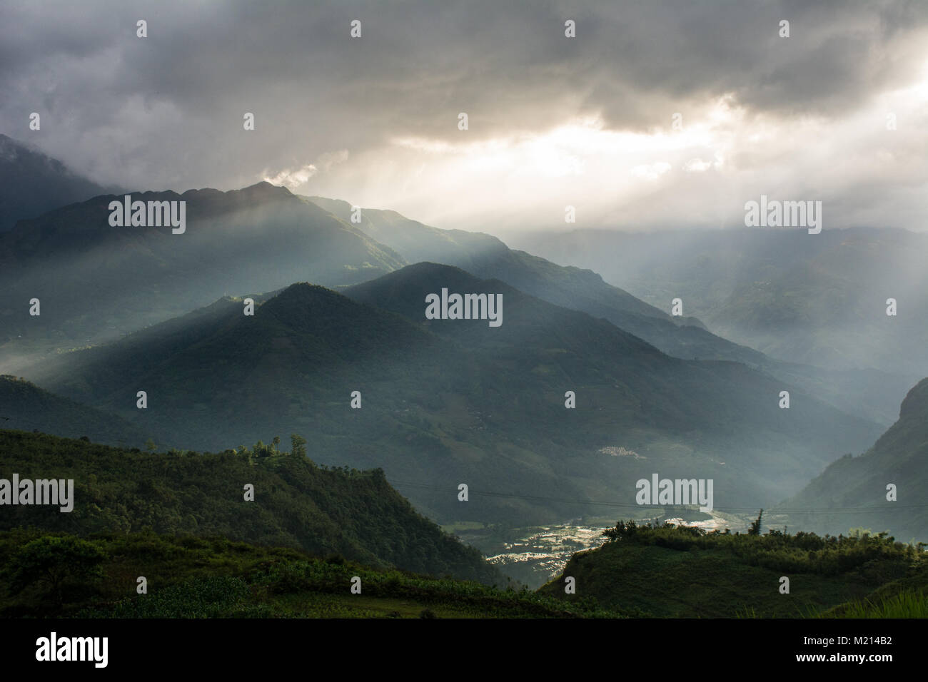 Mountains at sunset in Sapa Township, North of Vietnam Stock Photo - Alamy