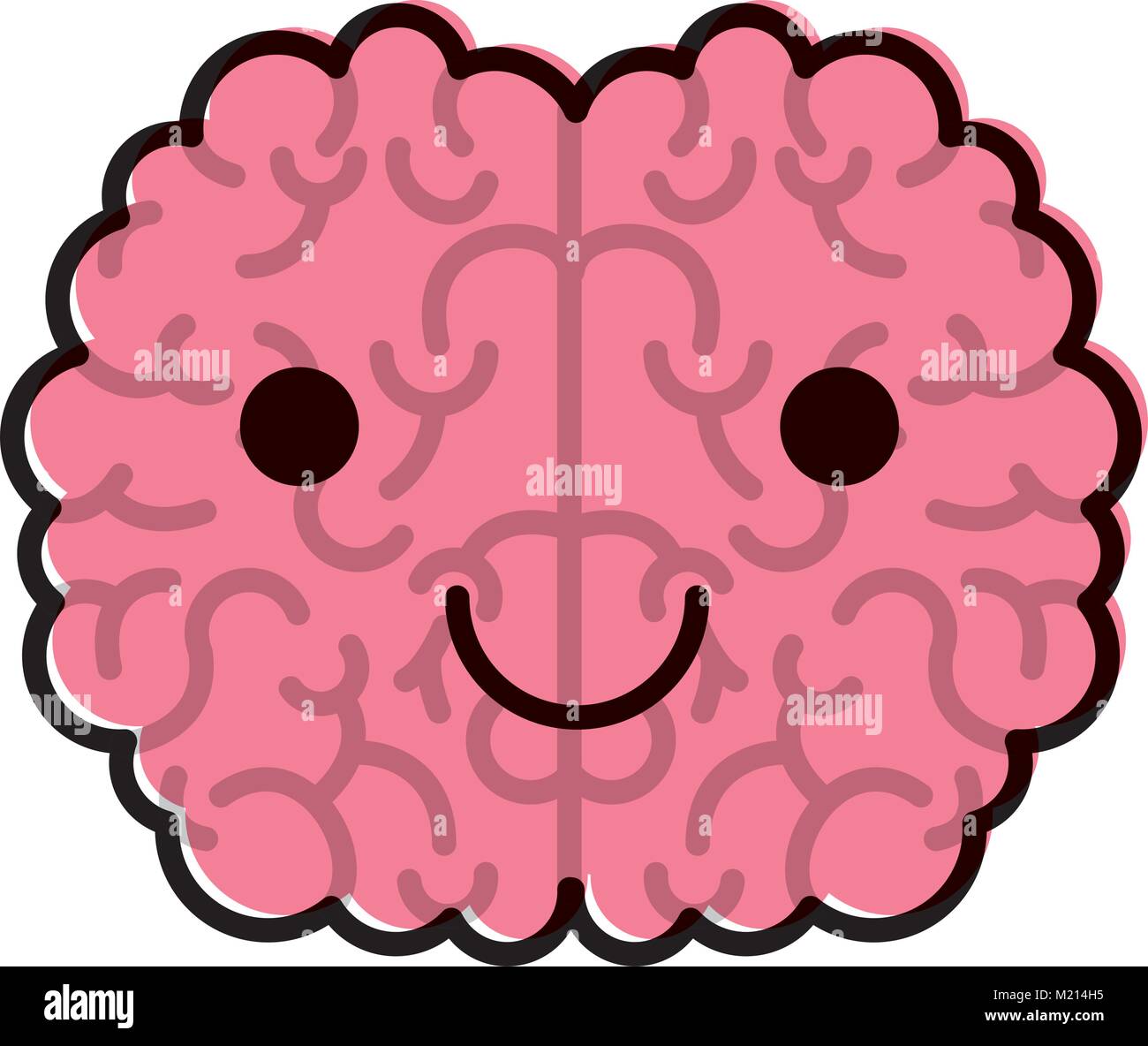 brain character with calm expression in watercolor silhouette with ...