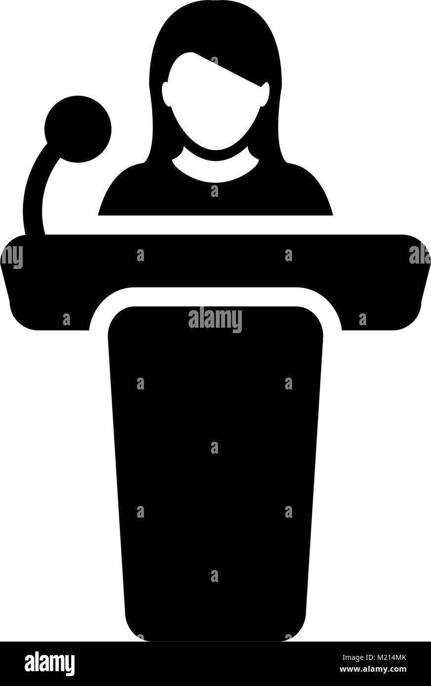 Public Speaking Icon Vector Female Person on Podium for Presentation ...