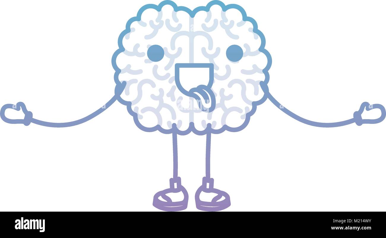 brain cartoon in standing position with open arms and funny expression ...