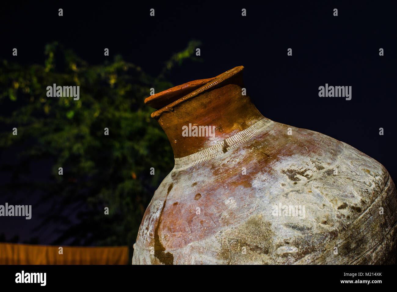 a traditional water mud vase in village with dark background Stock ...