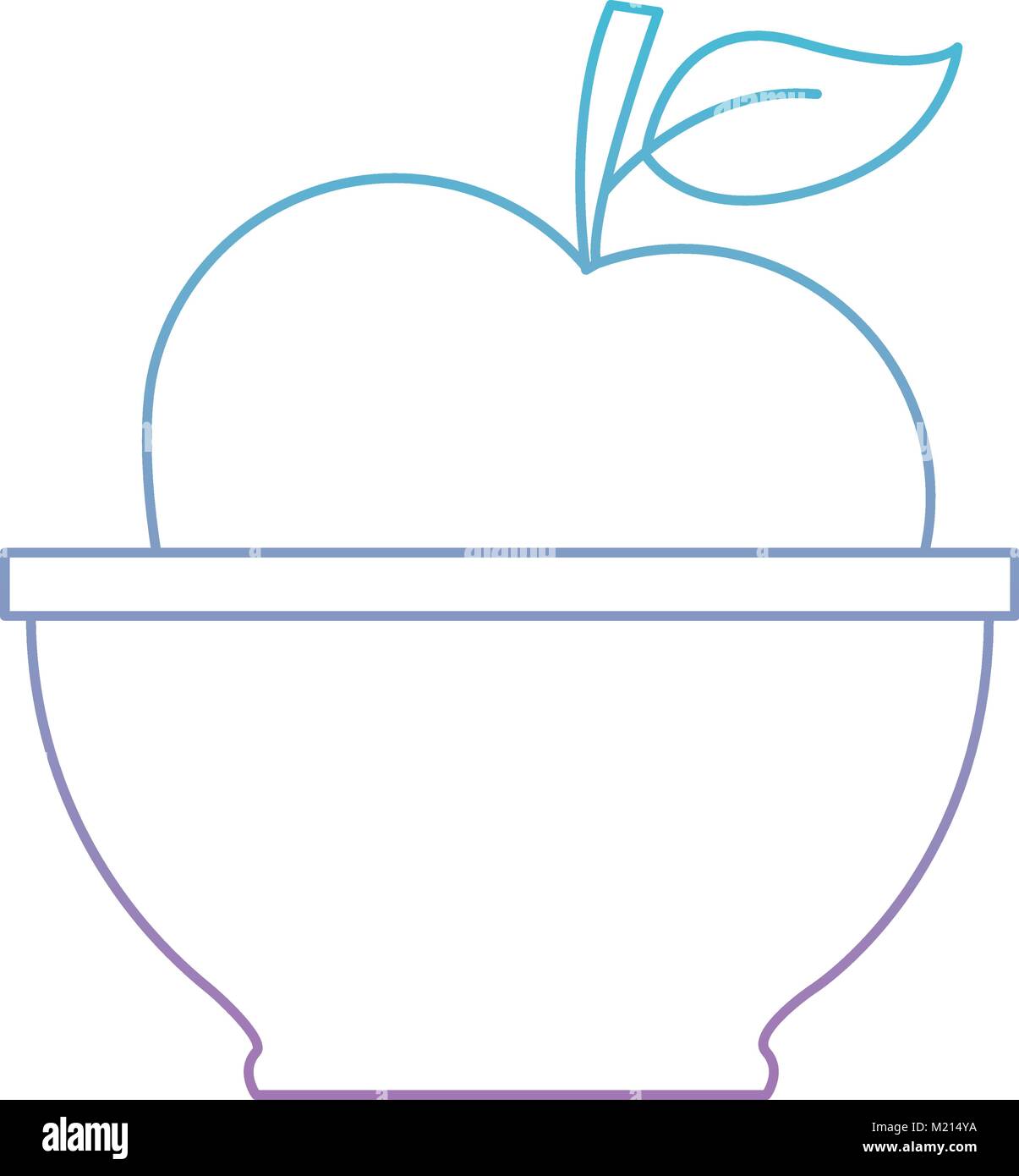 bowl with apple close up in degraded blue to purple color contour Stock ...