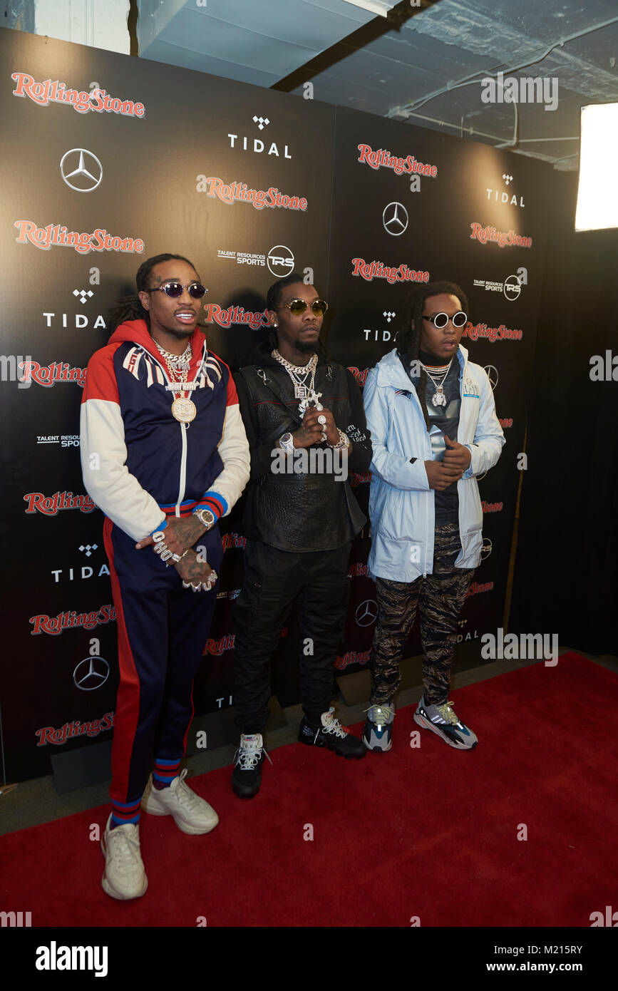 Minneapolis, USA, 3 Feb 2018. Migos pose at the Rolling Stone Super ...