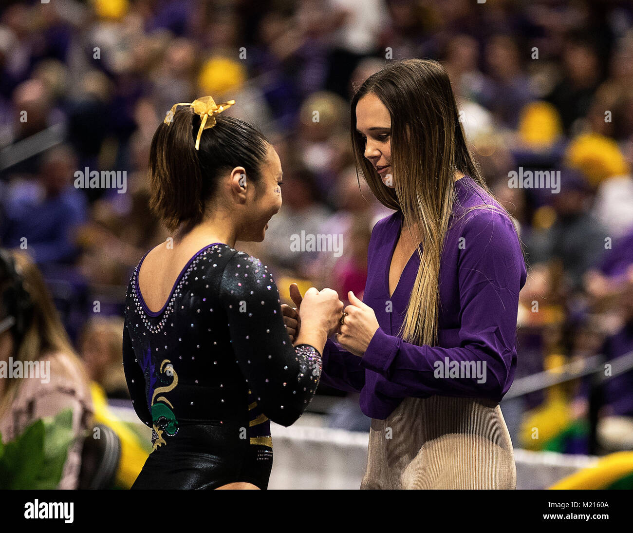 Baton Rouge, LA, USA. 2nd Feb, 2018. LSU gymnast Erin Macadaeg talks ...
