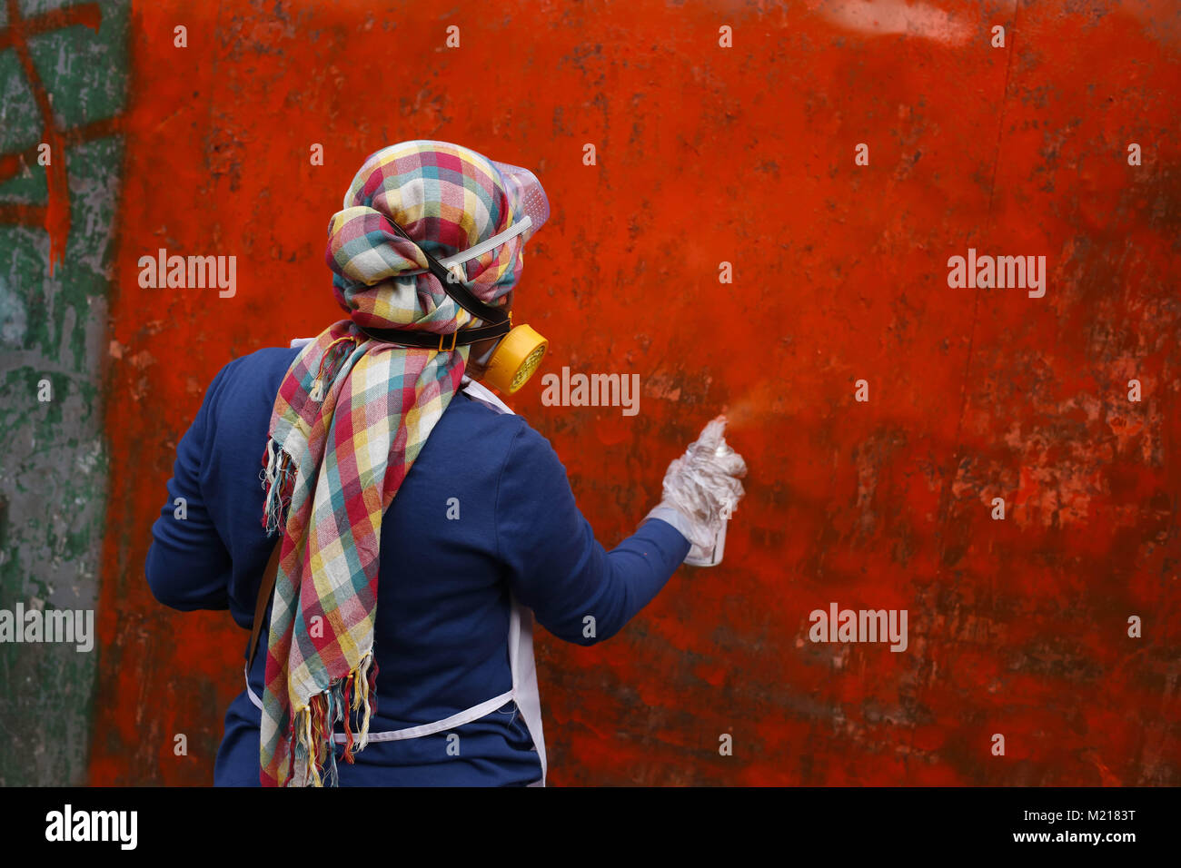 Dhaka, Bangladesh. 3rd Feb, 2018. A graffiti artist drew graffiti as a ...