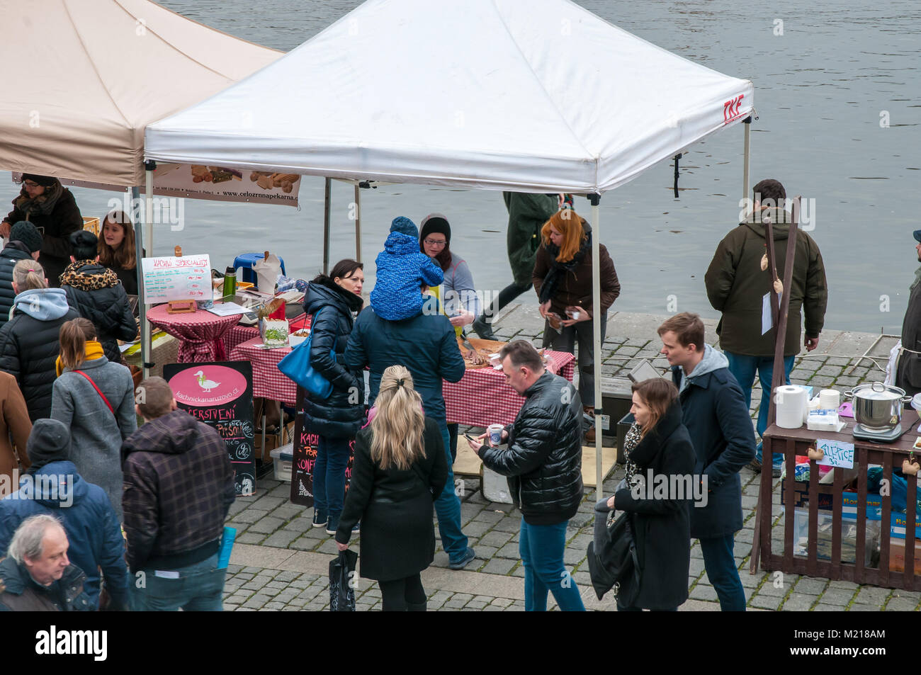 Farmers in the market in the center of Prague, Czech Republic, 3 ...