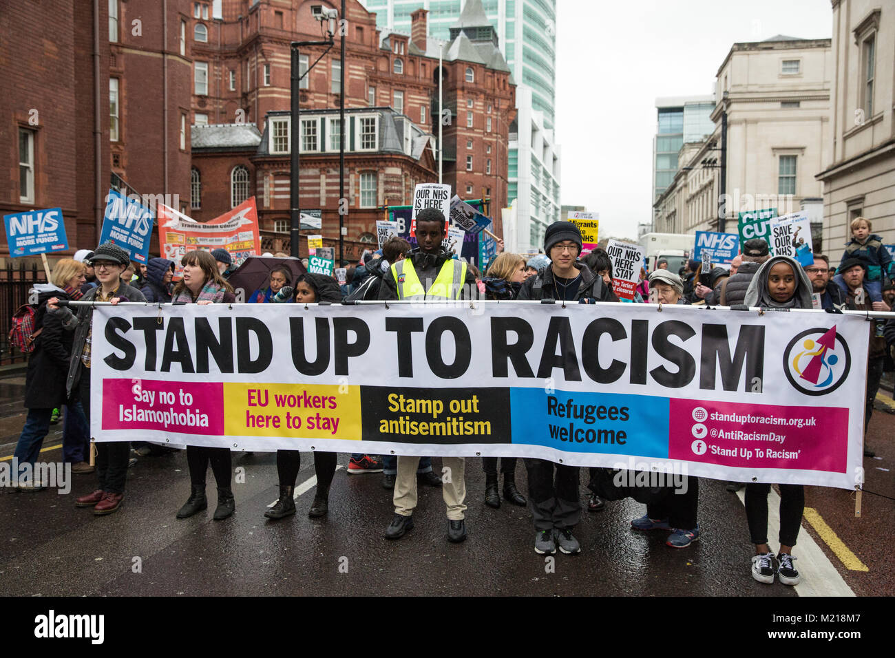 London, UK. 3rd February, 2018. Stand Up To Racism take part with ...