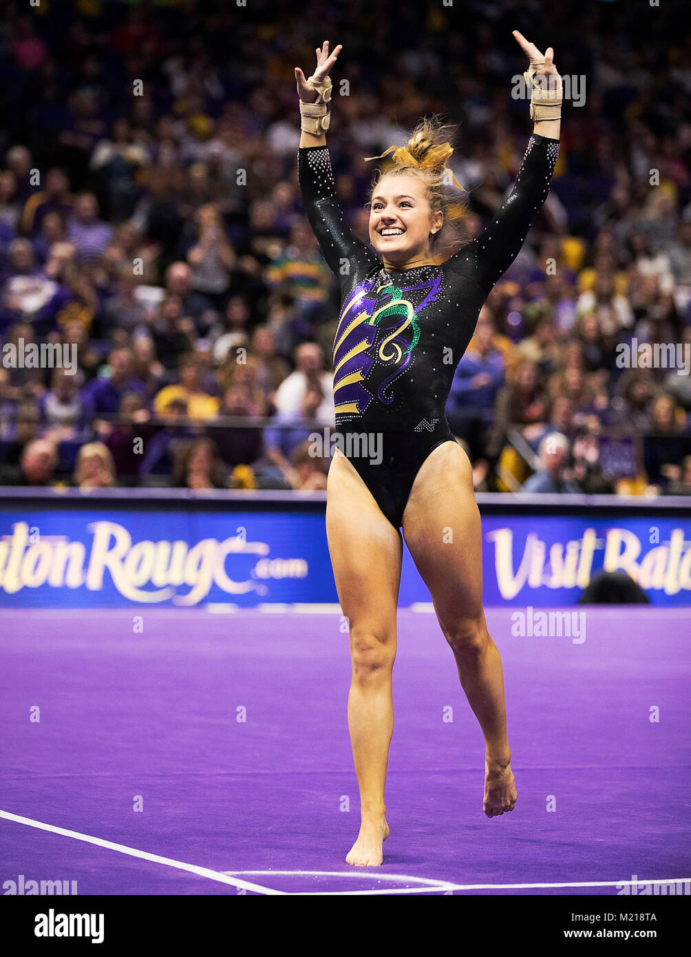 Baton Rouge, LA, USA. 2nd Feb, 2018. LSU gymnast Sarah Edwards performs ...