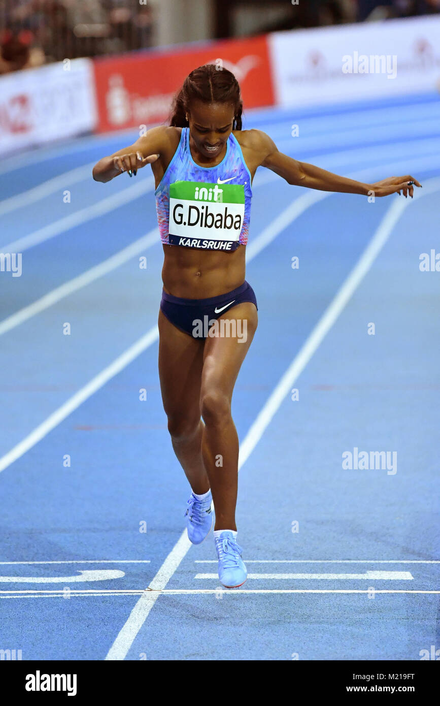 Genzebe Dibaba of Ethiopia running the 1,500 metres at the Indoor ...