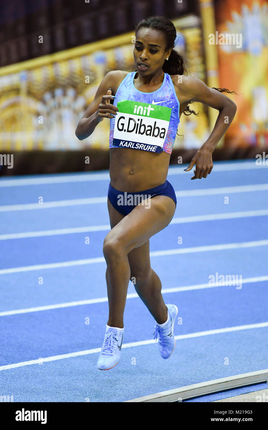 Genzebe Dibaba of Ethiopia running the 1,500 metres at the Indoor ...