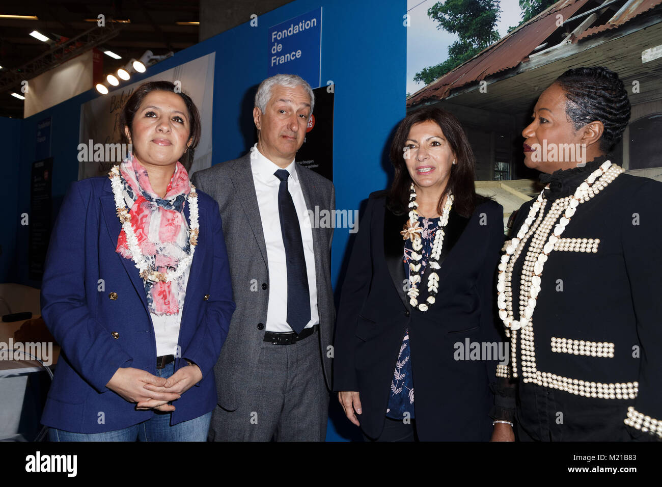 Paris, France. 2nd Feb, 2018. Stéphane Layani, Anne Hidalgo and Babette ...