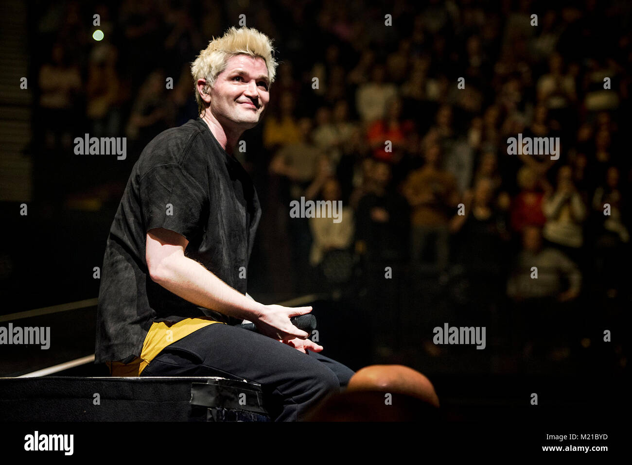 Manchester, UK. 2nd February 2018. Lead vocalist and keyboardist Danny ...