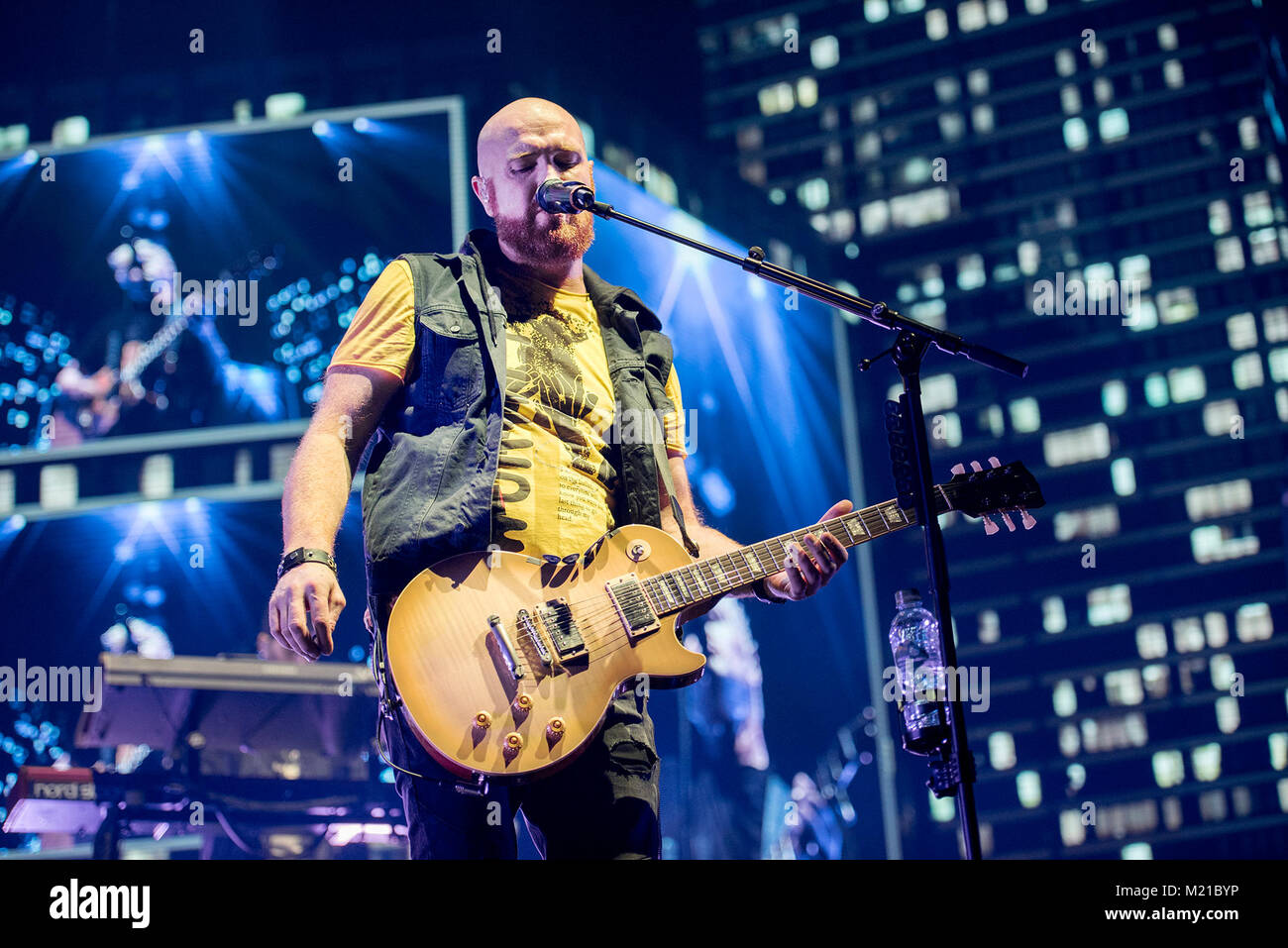 Manchester, UK. 2nd February 2018. Lead vocalist and keyboardist Danny ...