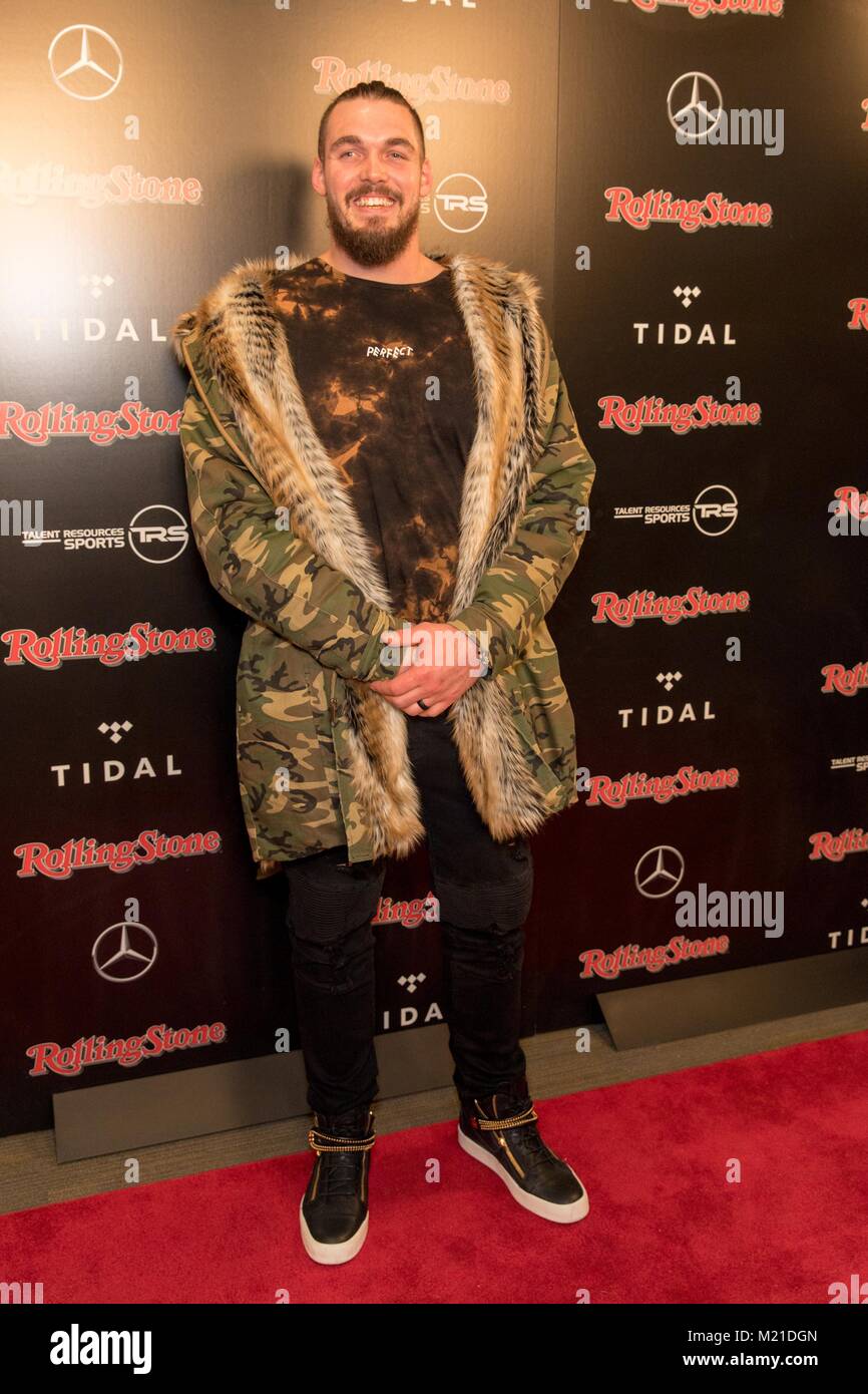 Minneapolis, Minnesota, USA. 2nd Feb, 2018. NFL athlete DEREK WOLFE ...