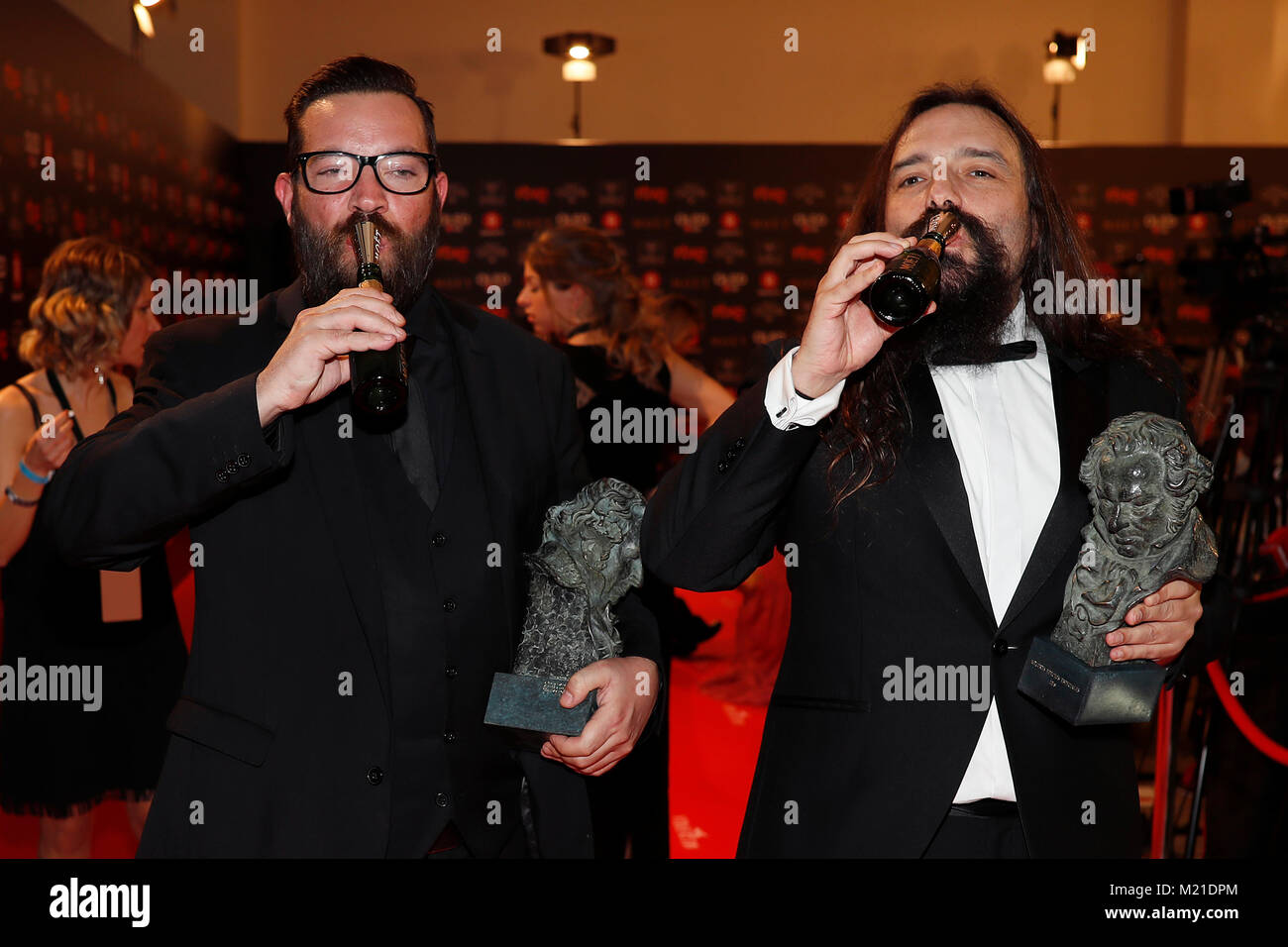 Jon Serrano and David Heras in the press room during the 32th annual ...