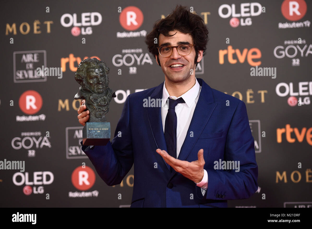Actor David Verdaguer in the press room during the 32th annual Goya ...