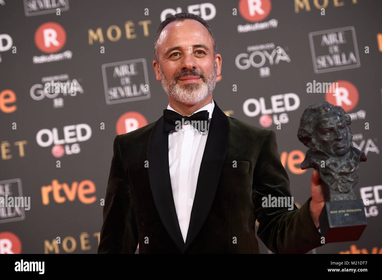 Actor Javier Gutierrez in the press room during the 32th annual Goya ...