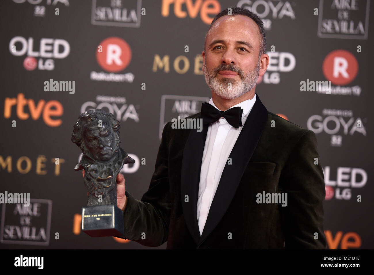 Actor Javier Gutierrez in the press room during the 32th annual Goya ...