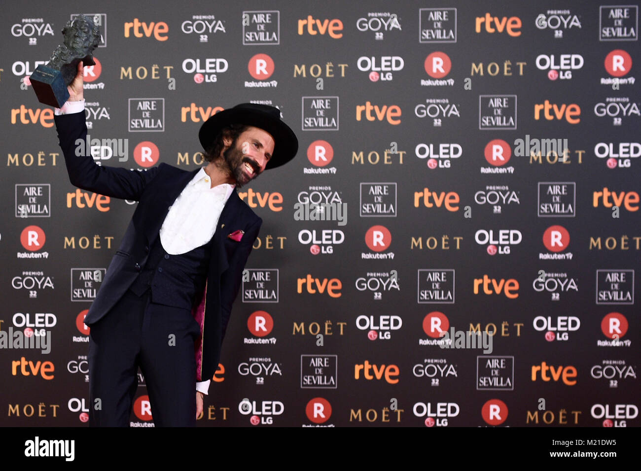 Singer Miguel Conejo " Leiva " in the press room during the 32th annual ...