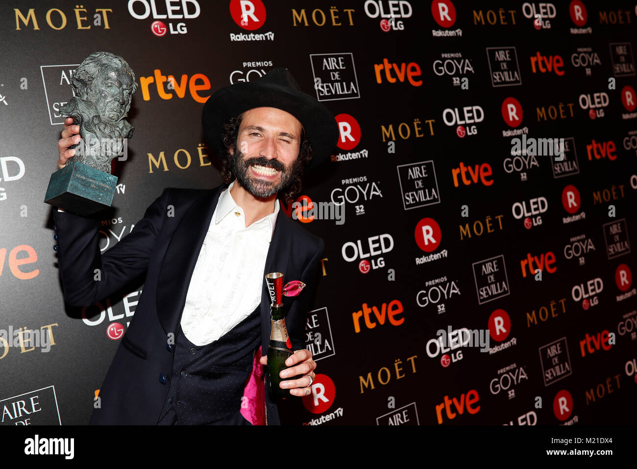 Singer Miguel Conejo " Leiva " in the press room during the 32th annual ...