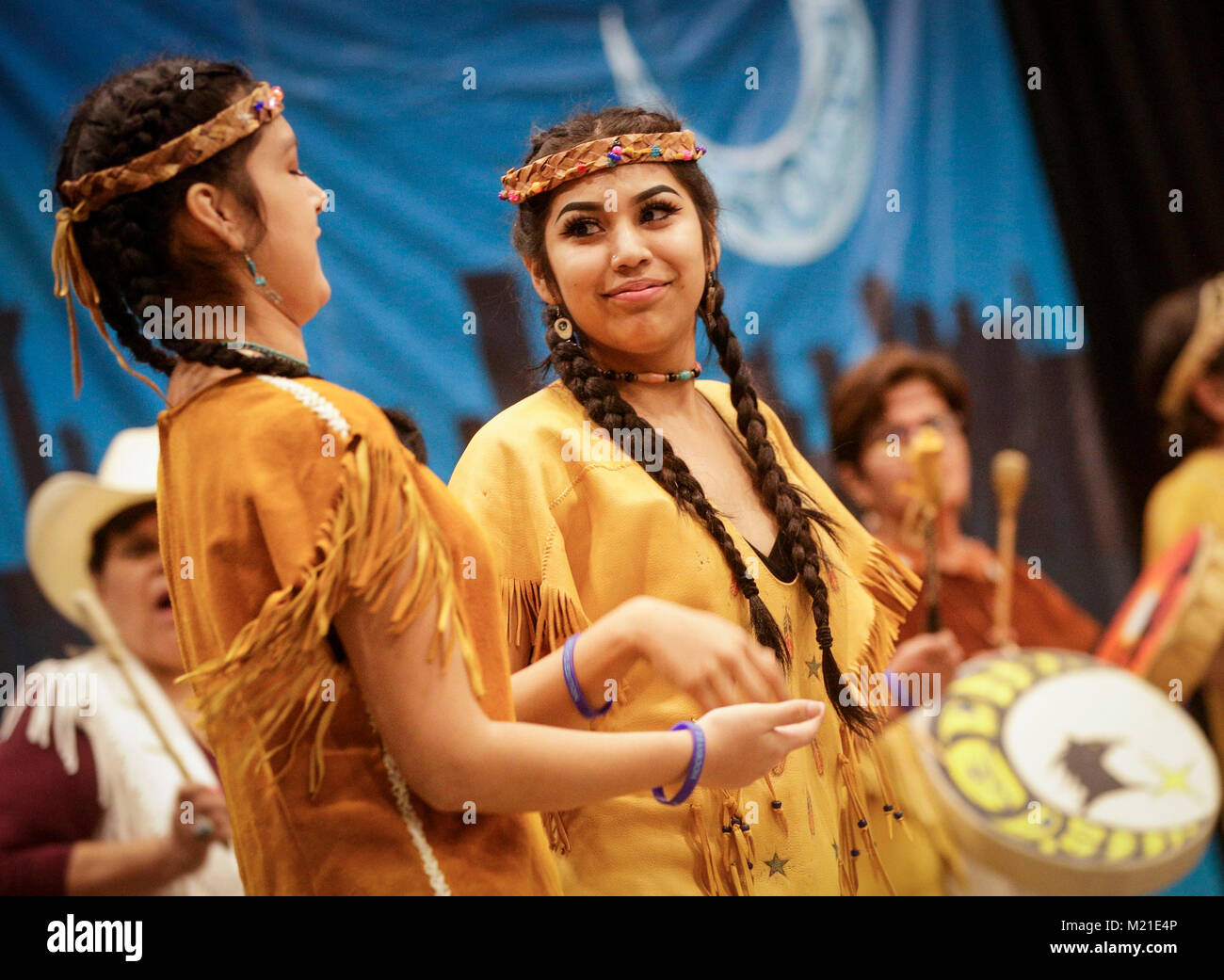 Vancouver, Canada. 3rd Feb, 2018. Indigenous people dance together ...