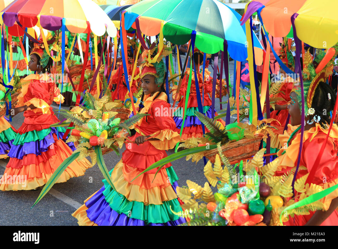 PORT OF SPAIN, TRINIDAD - Feb 03: Young masqueraders from the band 'Buy ...