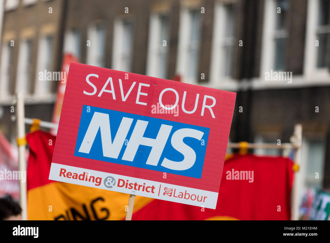 Protesters and campaigners on a save the NHS march in central London ...