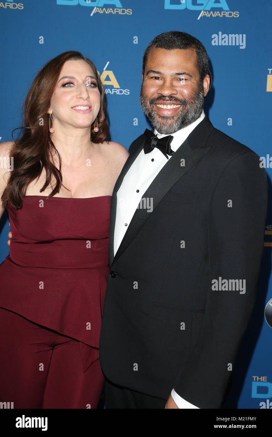 Beverly Hills, Ca. 3rd Feb, 2018. Chelsea Peretti and Jordan Peele at ...