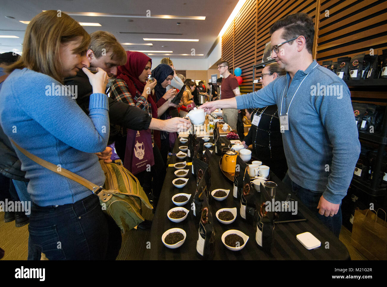 Toronto, Canada. 3rd Feb, 2018. People taste tea during the 2018 Happy ...