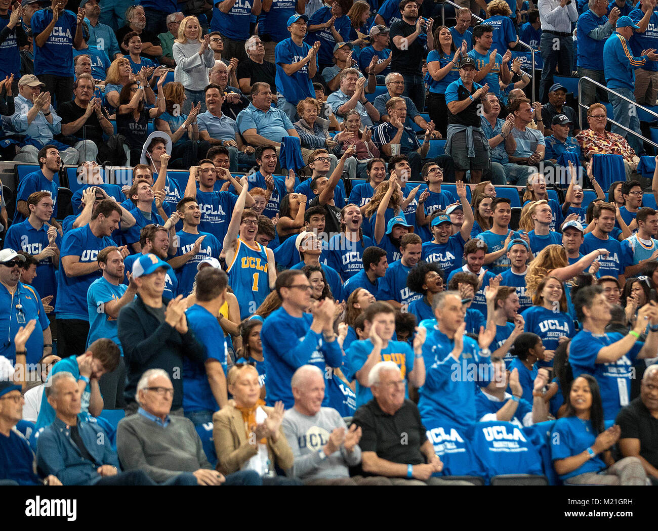 Los Angeles, CA, USA. 03rd Feb, 2018. The UCLA fans celebrate during ...
