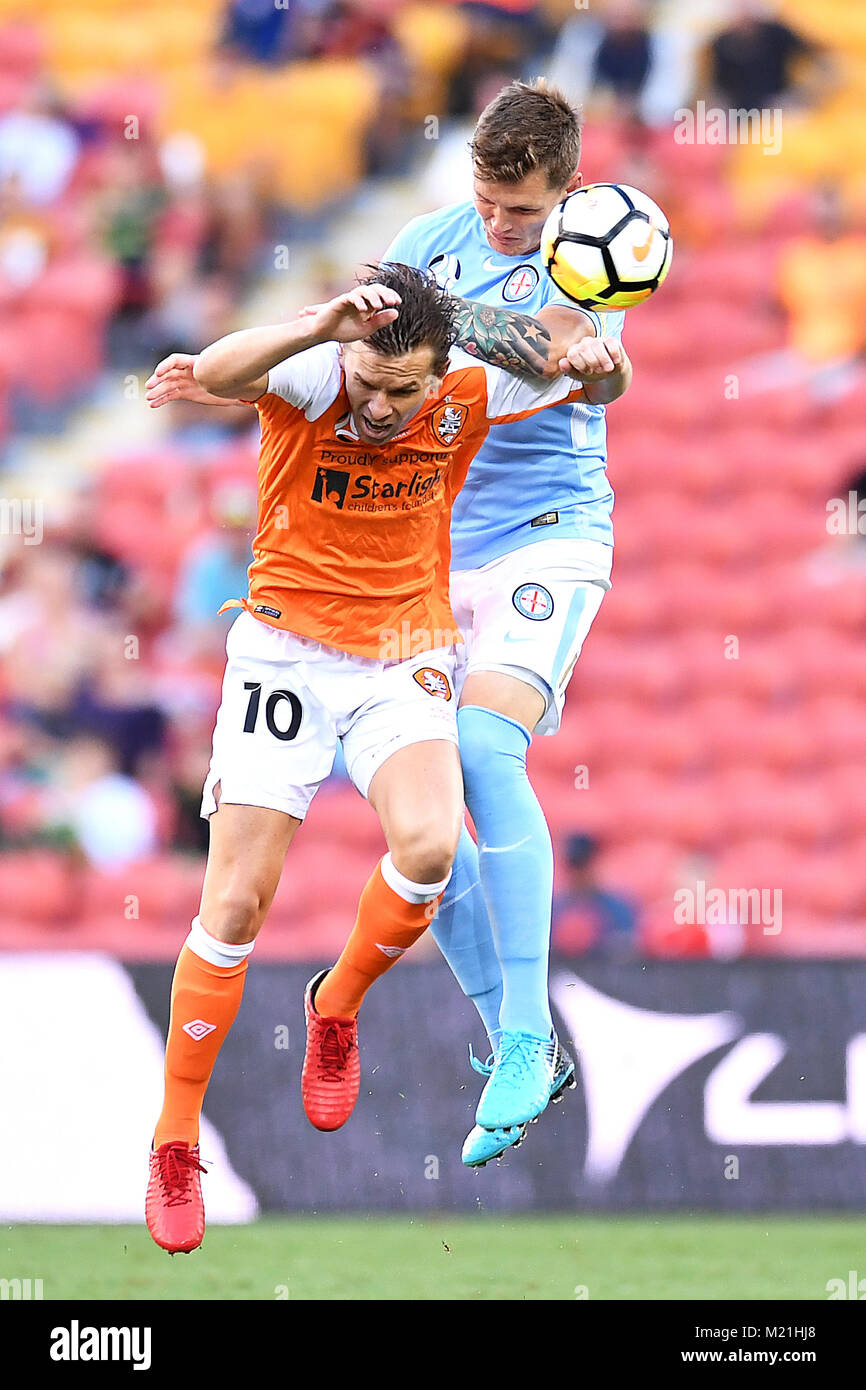 Brisbane, QUEENSLAND, AUSTRALIA. 4th Feb, 2018. BRETT HOLMAN (#10, left ...