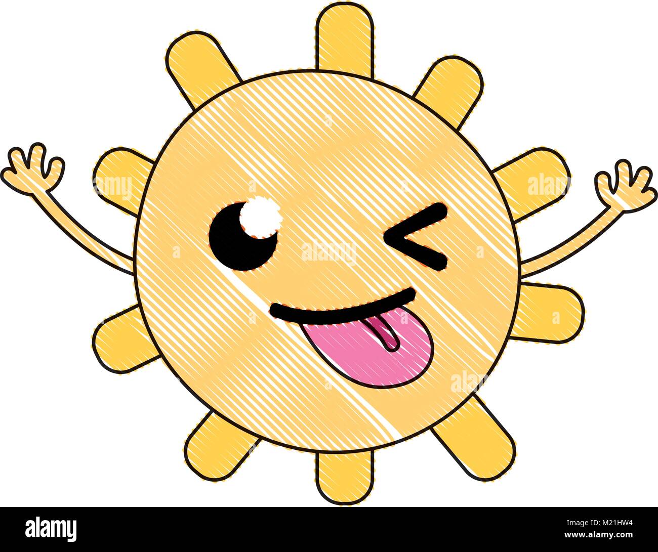 grated funny sun with lights ray kawaii Stock Vector Image & Art - Alamy