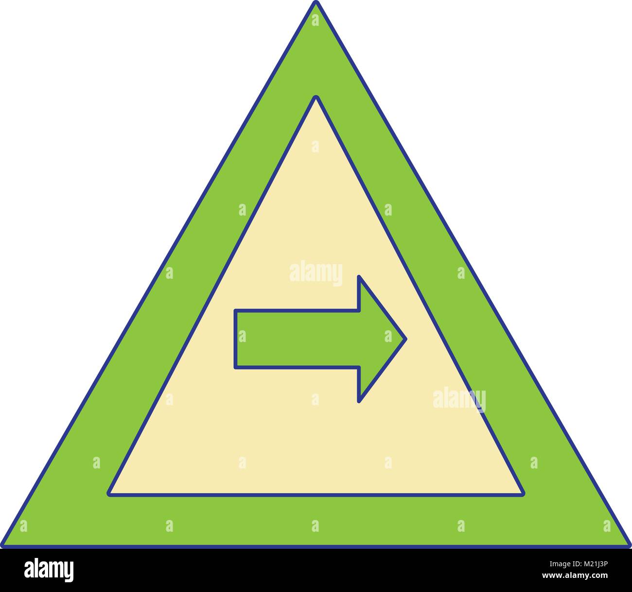 full color triangle warning notices with turn right sign Stock Vector ...