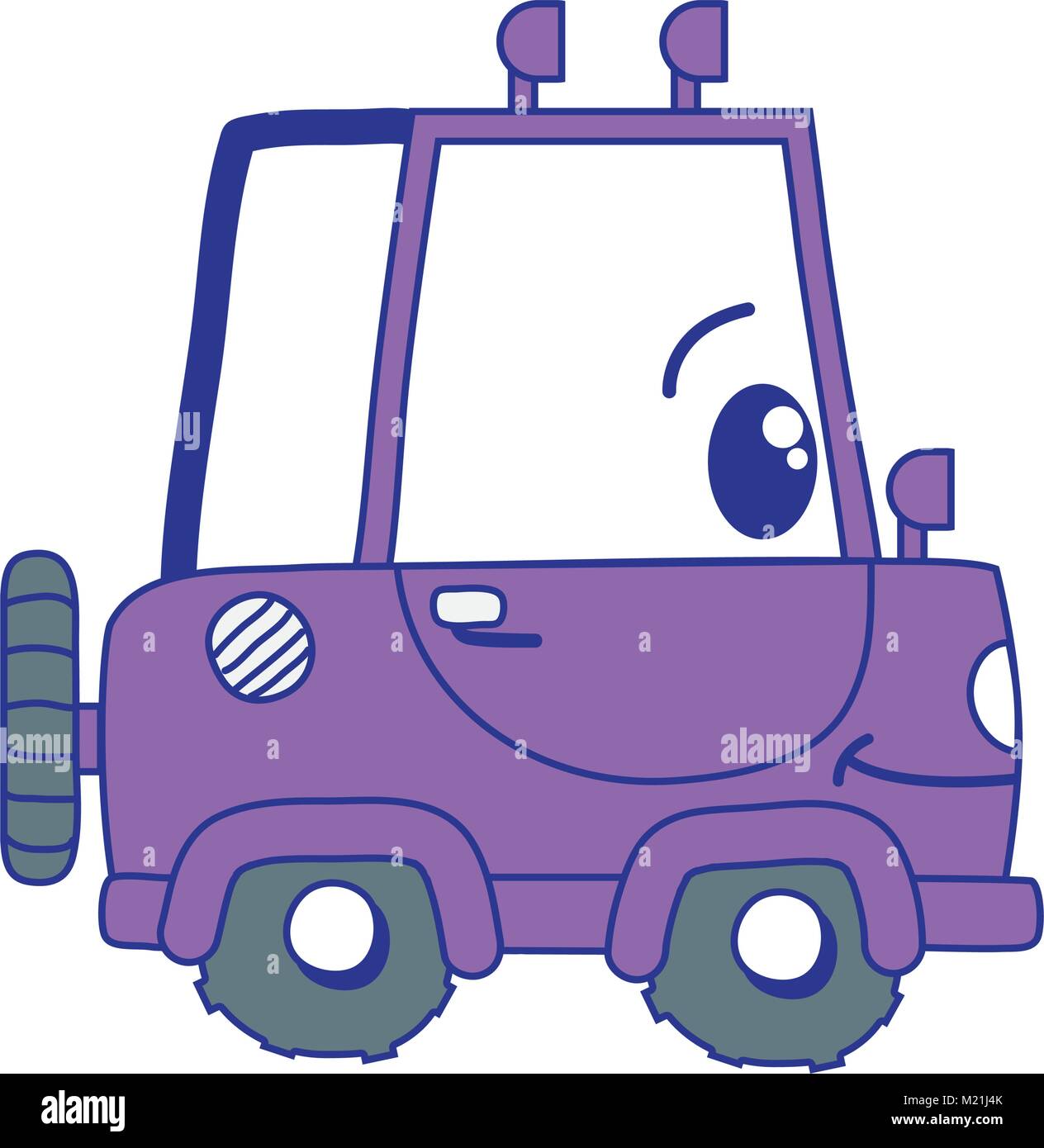 full color kawaii happy tractor vehicle transport Stock Vector Image ...