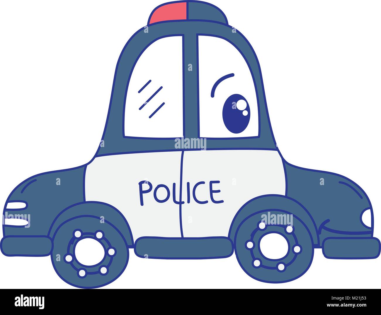 full color kawaii happy police car transport Stock Vector Image & Art ...