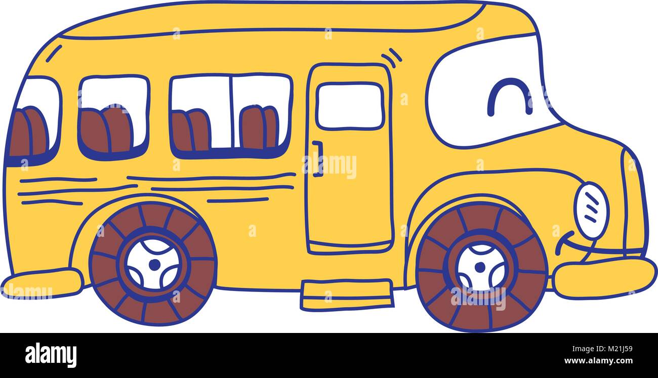full color kawaii smile school bus transport Stock Vector Image & Art ...