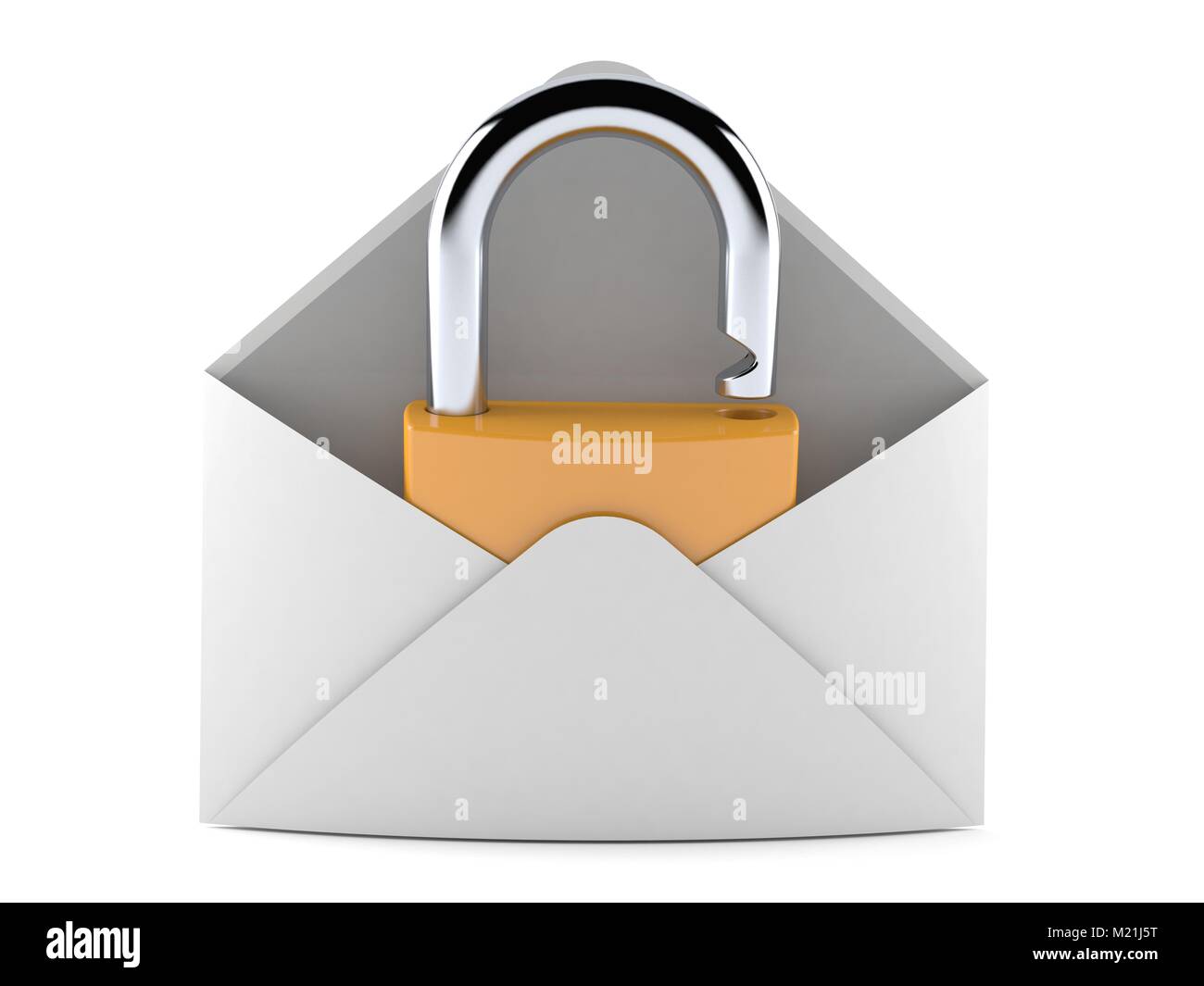 Envelope padlock on white Cut Out Stock Images & Pictures - Alamy