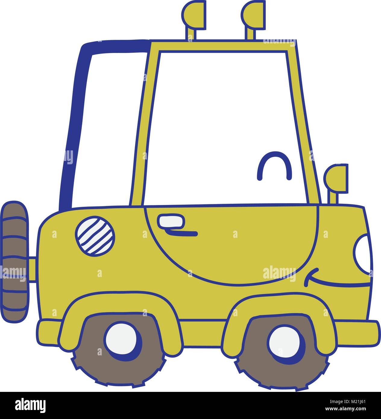 full color kawaii smile tractor vehicle transport Stock Vector Image ...