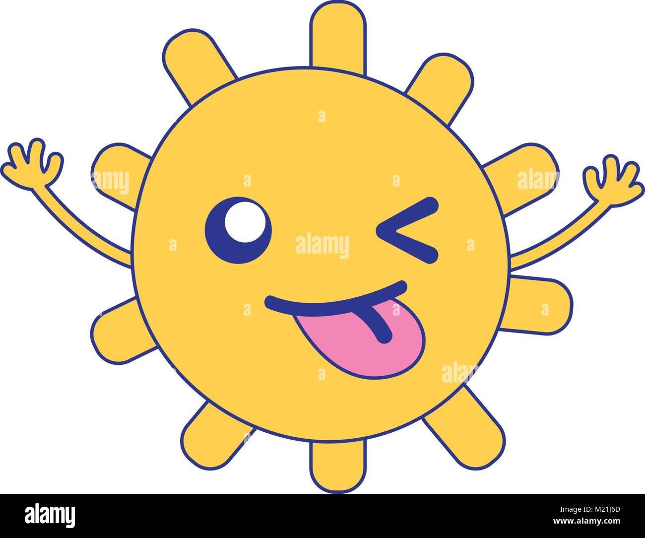 full color funny sun with lights ray kawaii Stock Vector Image & Art ...