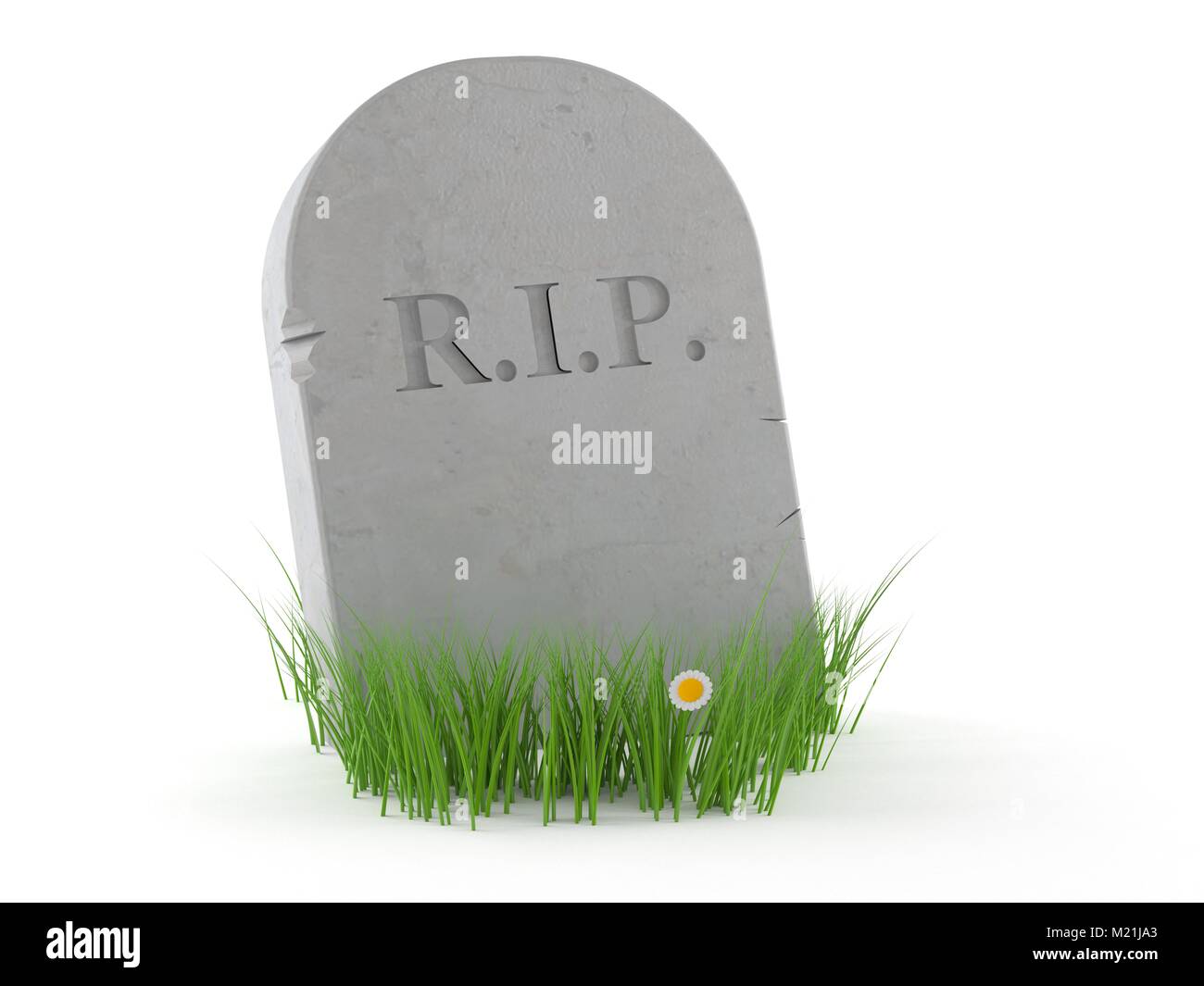 Gravestone with grass isolated on white background Stock Photo - Alamy