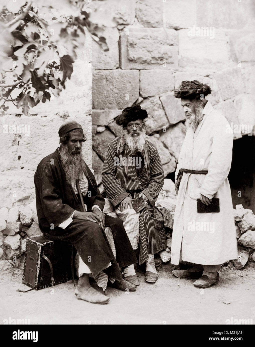 c.1890 Middle East Palestine Holy Land Israel - three elderly Jewish ...