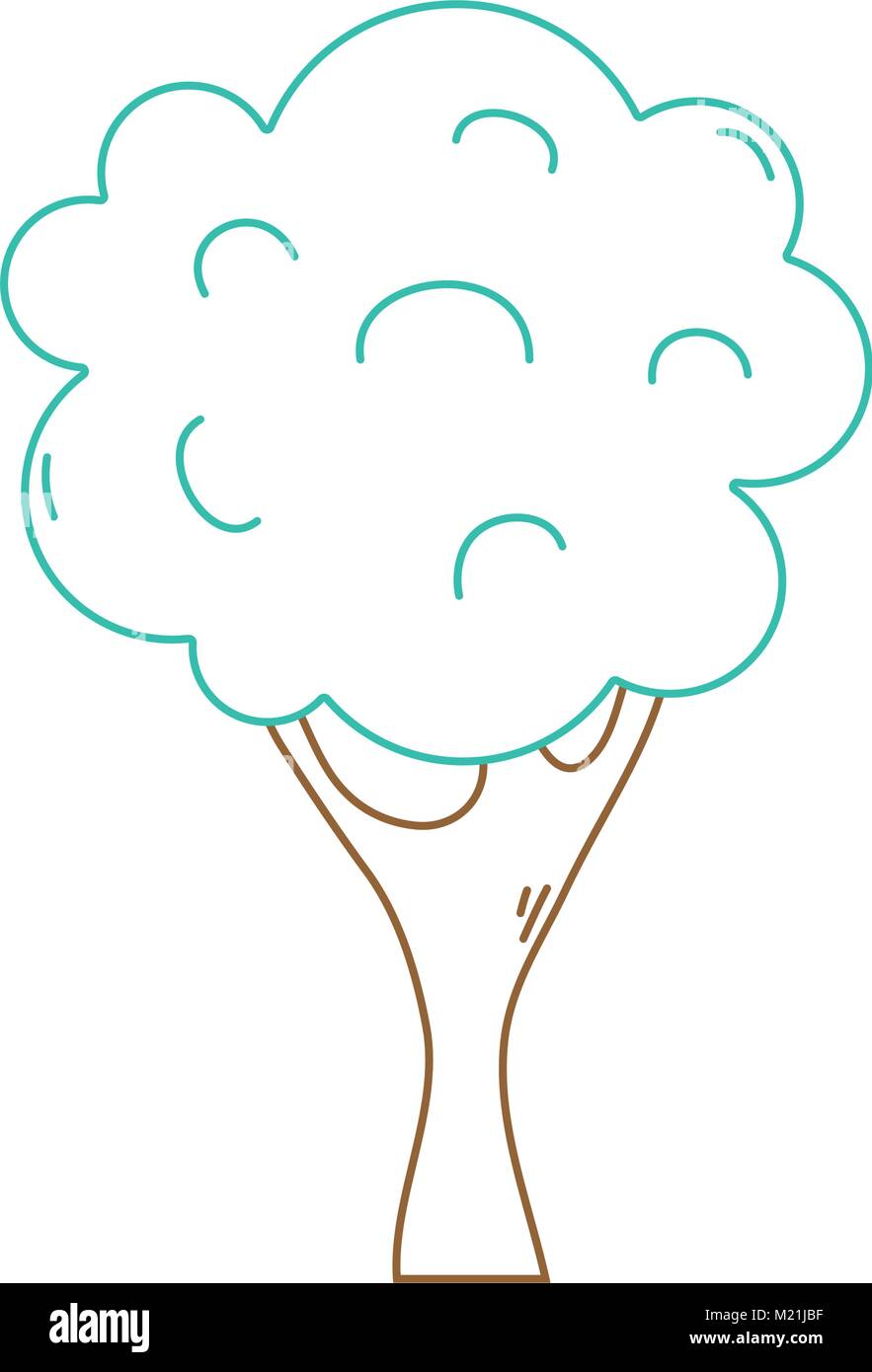 color line nature tree with trunk and branch design Stock Vector Image ...