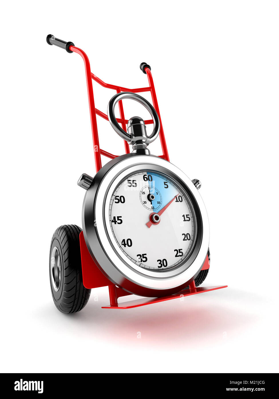 Hand truck with stopwatch isolated on white background Stock Photo - Alamy