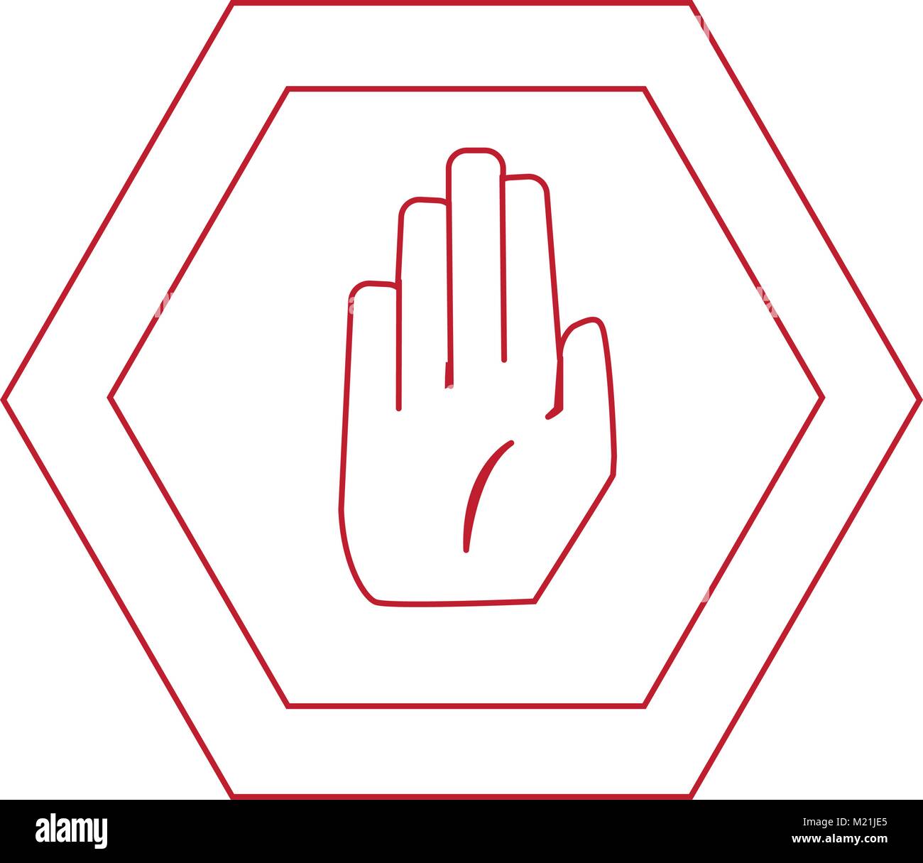 color line warning metal notices with stop sign Stock Vector Image ...