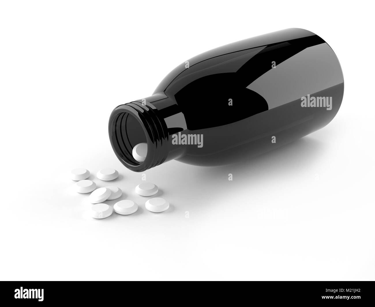 Tablets with bottle isolated on white background Stock Photo - Alamy